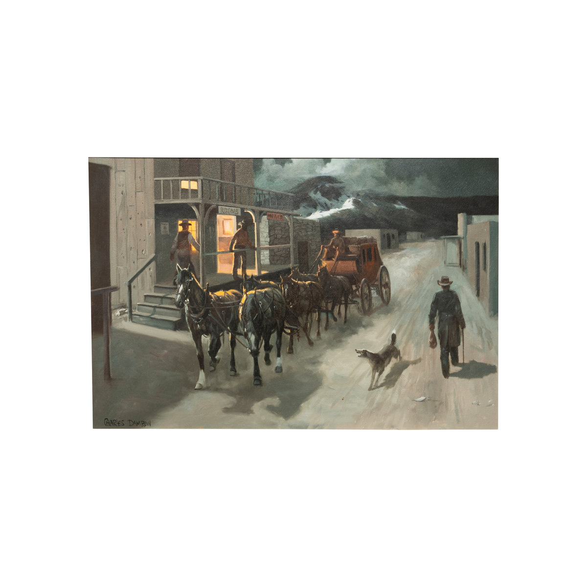 Stagecoach in Western Town by Charles Damrow — Cisco's Gallery