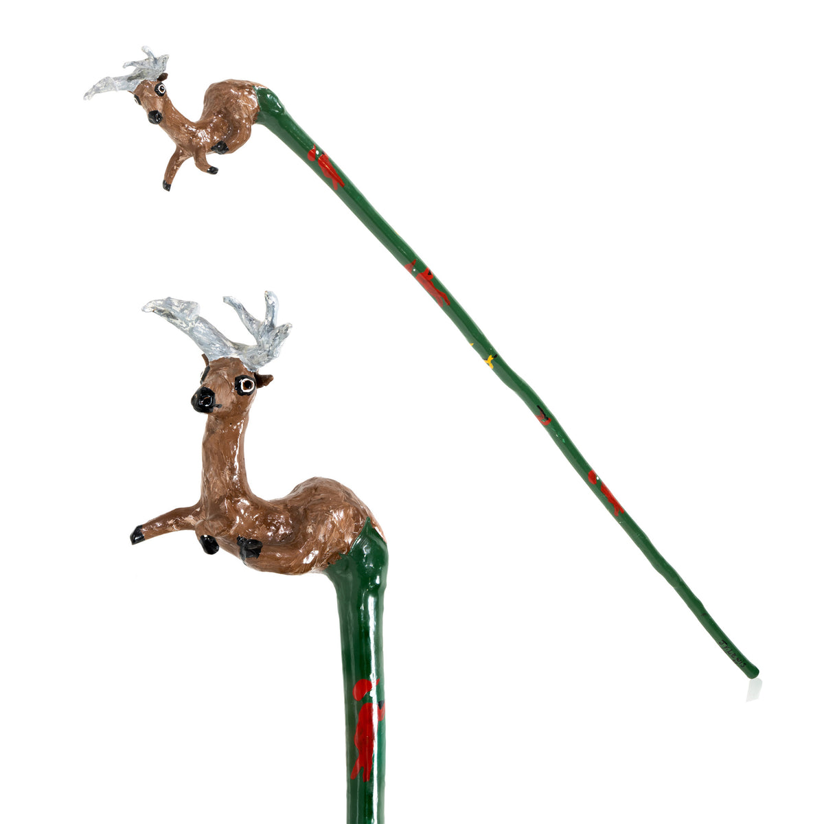 Whitetail Carved and Painted Deer Cane — Cisco's Gallery